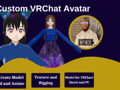 Custom 3d vrchat, vr avatar model avatar, facerig anime vtuber model ...