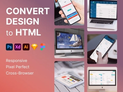 Figma/PSD/XD/AI/Sketch design converted to a responsive pixel-perfect HTML | Upwork