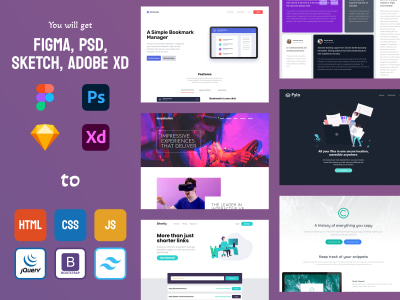 HTML, CSS, JS, Tailwind, Bootstrap, JQuery from Figma, Sketch, PSD, XD | Upwork