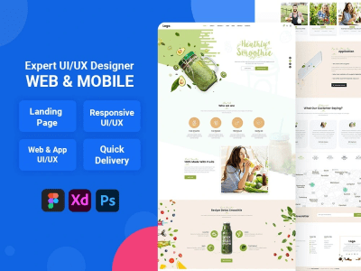 Responsive UI/UX web design, app UI, landing page UI in Figma or XD ...