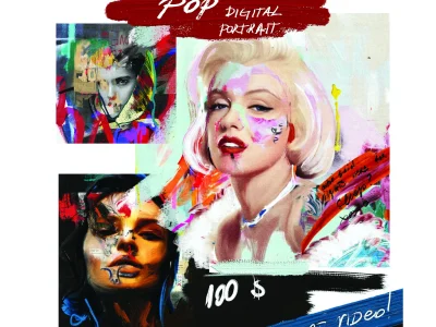 An outstanding POP digital portrait with special canvas and brush ...