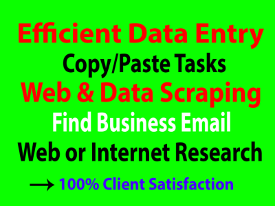 Data entry, web research, copy paste, web scraping or data mining | Upwork