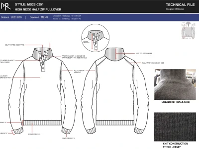 Professional Sweater detail Tech Pack design | Upwork