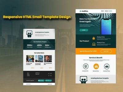 Custom responsive HTML email template design, newsletter or email ...