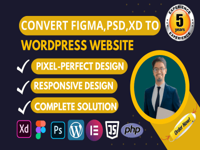 XD, Figma, PSD to wordpress website conversion using elementor | Upwork