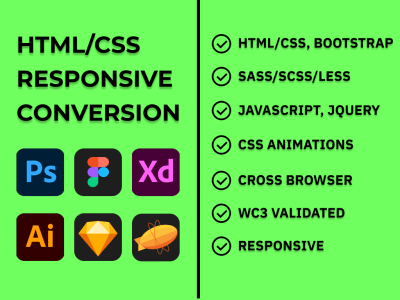Converted design to HTML/CSS, responsive, bootstrap | Upwork