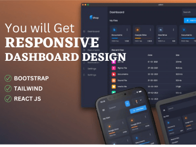 Responsive HTML dashboard with Bootstrap, Tailwind and Reactjs | Upwork