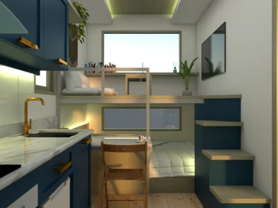 A layout plan and 3D render images for your tiny house | Upwork