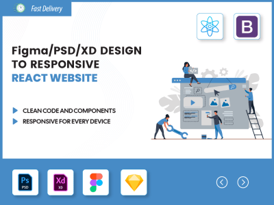 A Figma/PSD/XD design converted to a responsive pixel-perfect REACT ...