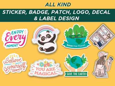 Digital sticker design, badge, patch, emblem logo, retro vintage | Upwork