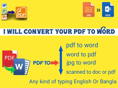 PDF to word, handwriting to word, convert scan pdf to excel | Upwork
