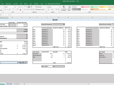 An automated quote calculator in Excel. | Upwork