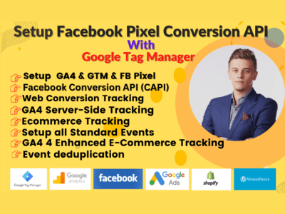 Setup Facebook pixel conversion API CAPI, server-side tracking, GA4 via GTM | Upwork