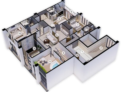 The Best 3D Visualization - Virtual Staging of your 2D Floor Plan | Upwork