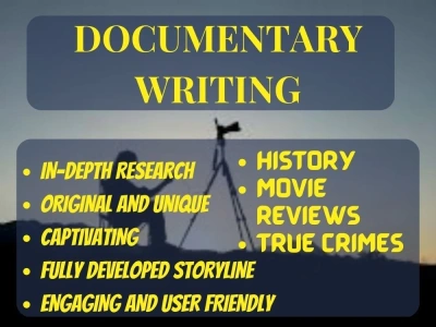 Quality primetime documentary videos, screenplay and script | Upwork