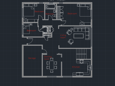 A basic Autocad-created floor plan with accurate measurements | Upwork