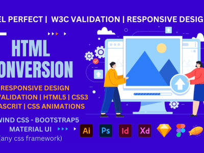 Your design (figma, xd, psd) converted in to html with responsive design | Upwork