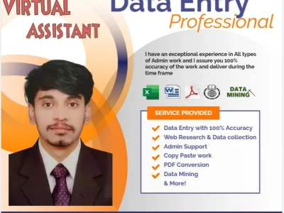 Data entry, Web research, copy paste & virtual assistant with 100% Accuracy | Upwork