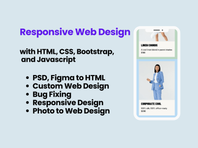 A responsive custom web design with HTML, CSS, and Javascript | Upwork
