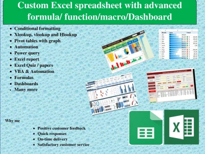 Custom Excel spreadsheet with advanced formula/ function/macro/dashboard | Upwork