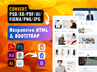 Responsive HTML website from psd, pdf, xd, ai, figma, png, jpg | Upwork
