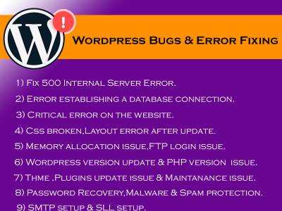 Customize wordpress and fix errors or bugs in a short time | Upwork