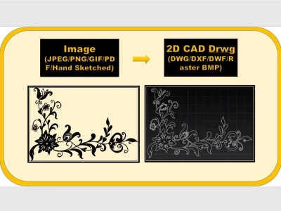Any design converted into 2D CAD drawing. | Upwork