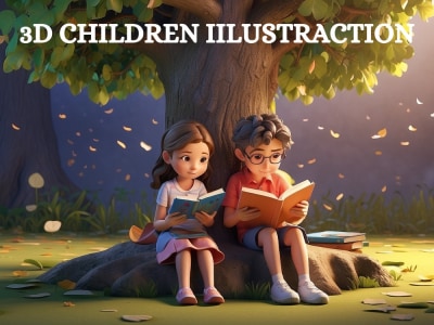 A 3d children book illustration, story book illustration and cover ...