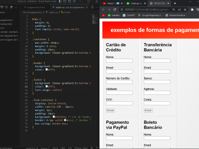 Payment methods in html and css,php,scripts | Upwork
