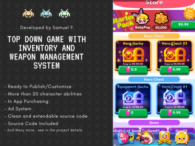 Shooting top down game with IAP, Ads, inventory, equipment system | Upwork