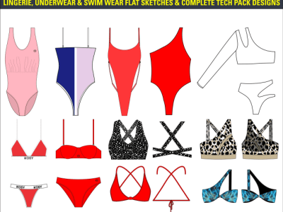 Swimwear Tech Packs and Flat Illustrations | Upwork