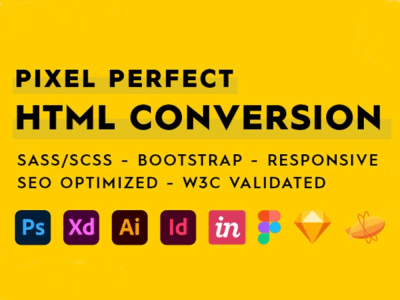 Responsive figma to HTML, sketch to HTML, psd to HTML, xd to html | Upwork