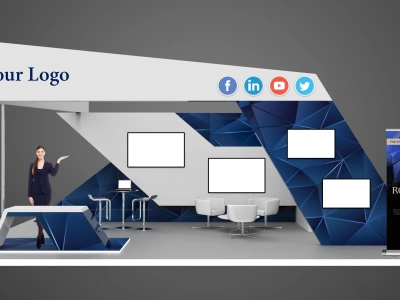 A 3d exhibit booth design for online marketing. | Upwork