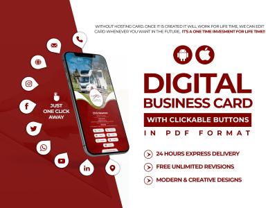 A digital business card with clickable buttons & Printable Card in 24 ...