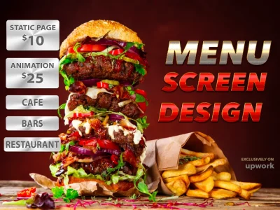 An attractive digital menu screen design for your cafe/restaurant/bar ...