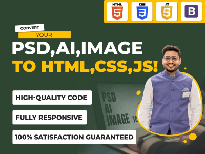 PSD, AI, IMAGE To HTML, CSS, BootStrap, JS | Upwork