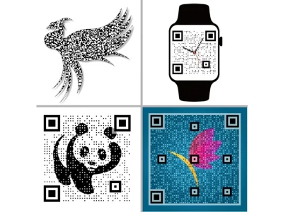 Artistic design custom QR Code and illustrations related to QR Code ...