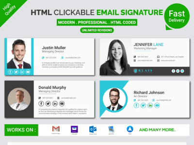 Responsive clickable HTML email signature | Upwork