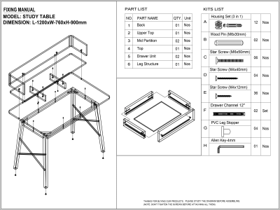 Assembly instructions or production manual of furniture for ...