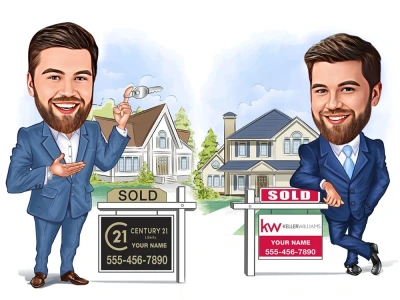 Professional real estate caricature, real estate cartoon, realtor agent ...