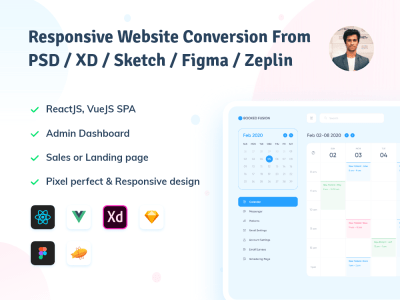 Figma, XD, Sketch PSD to HTML, ReactJS & VueJS website & Admin ...
