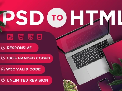 PSD, Figma, Sketch, XD To HTML,CSS, BootStrap, jQuery, JS Responsive ...