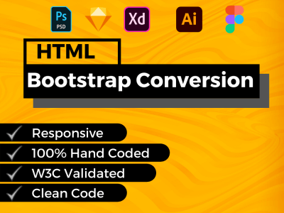 PSD, Figma, Adobe XD, illustrator, Sketch to HTML, CSS, Bootstrap ...