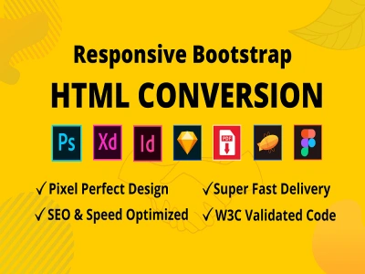 PSD conversion to HTML and bootstrap | Upwork