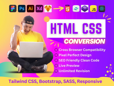 Convert figma to html, xd to html, psd to html responsive Tailwind CSS | Upwork