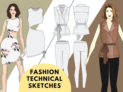 A Professional flat fashion sketches and technical drawing | Upwork