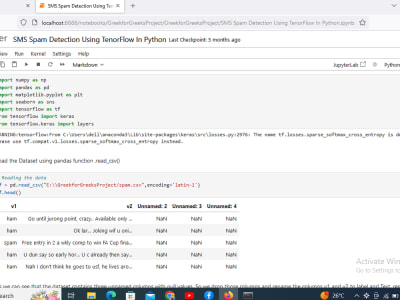 SMS Spam Detection Using TenorFlow In Python | Upwork