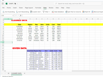 A cleaned excel data from given data | Upwork