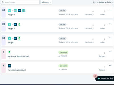 Low code automations using Workato recipes, Snaplogic pipelines etc ...