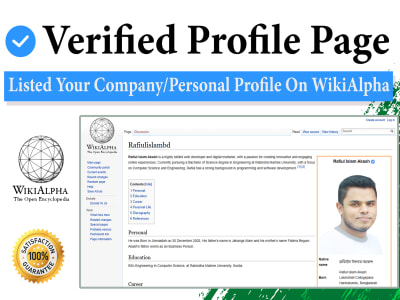 Company or Personal Profile On WikiAlpha with Blue Verified | Upwork
